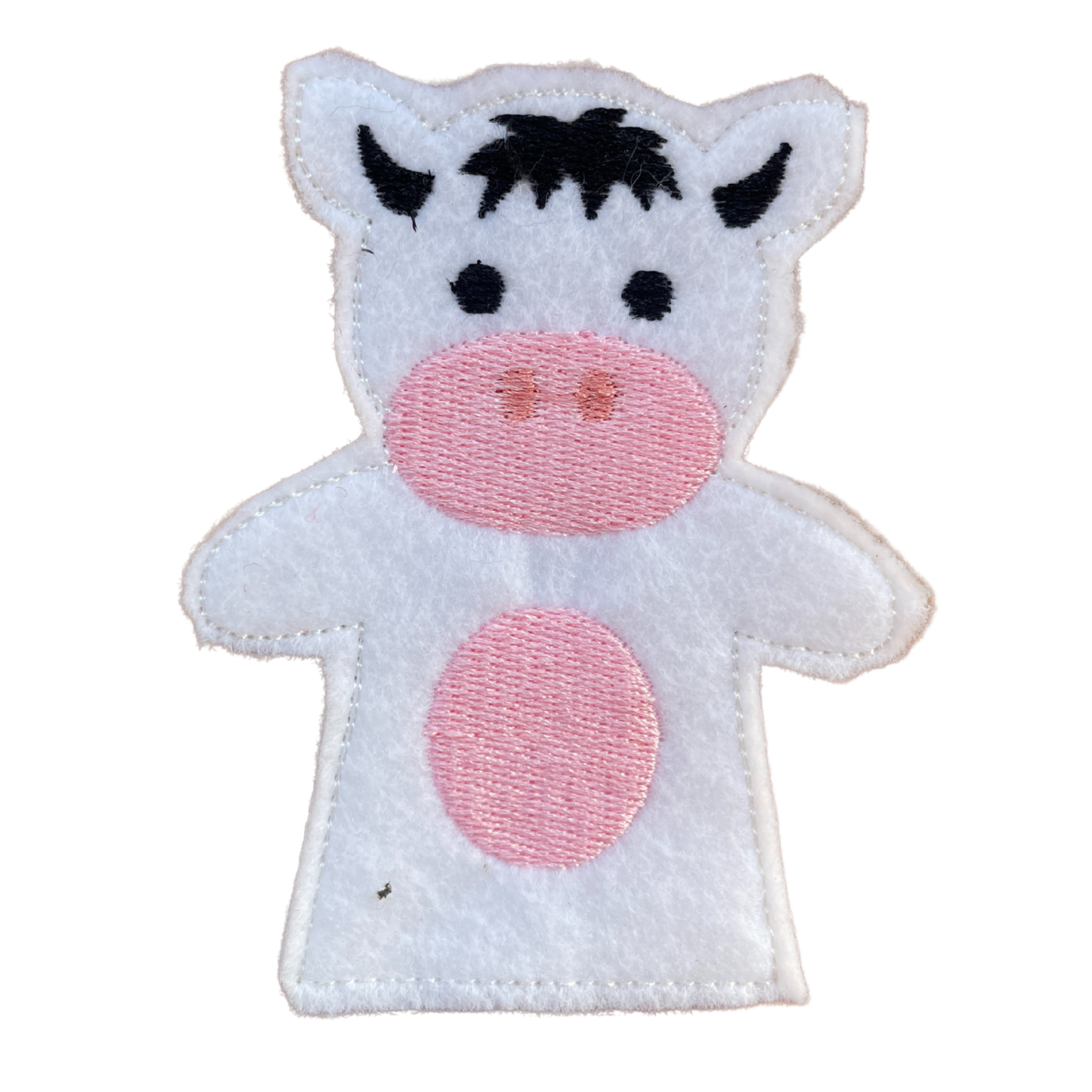 In The Hoop Machine Embroidery Design Adorable White Cow Finger Puppet ...