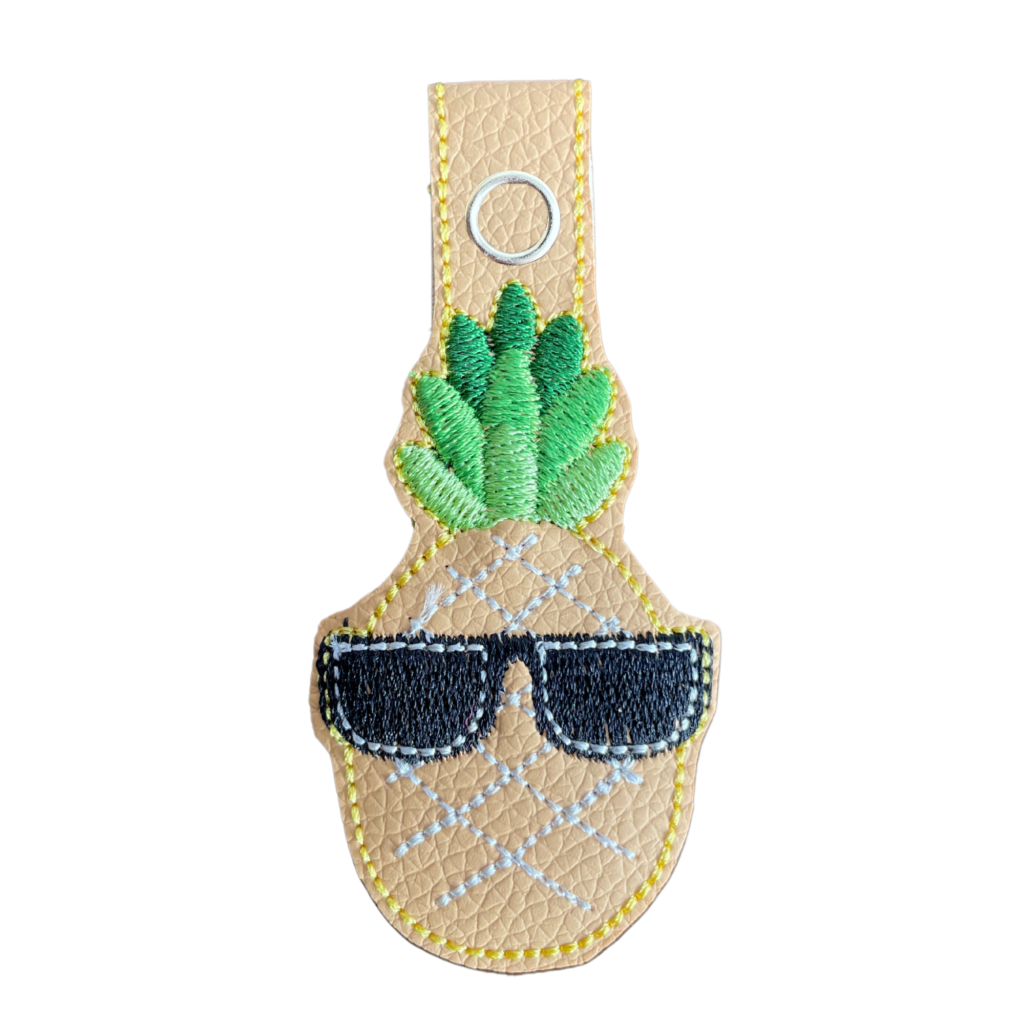 In The Hoop Machine Embroidery Design Cool Pineapple Key Fob – All In ...
