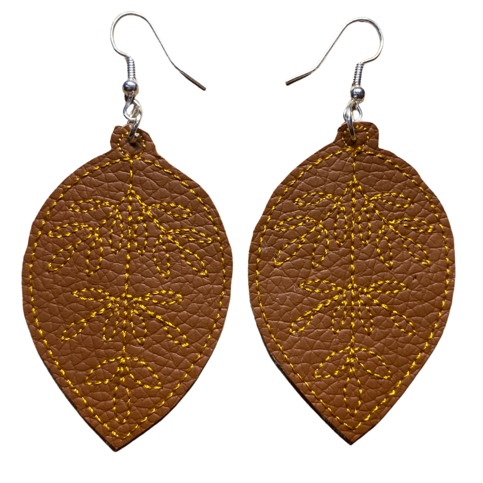 In The Hoop Machine Embroidery Design Earrings Brown and Gold Leaves ...