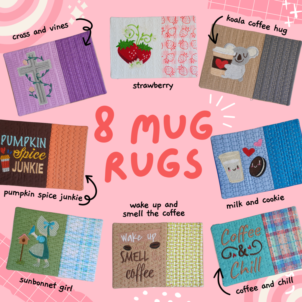 In The Hoop Mug Rugs Pack of 8 Mug Rugs – All In The Hoop Machine ...