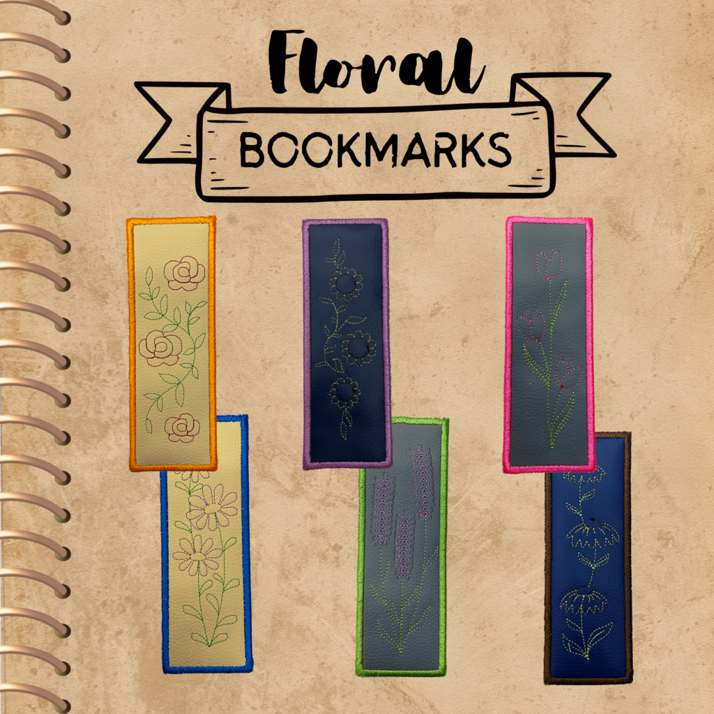 In The Hoop Machine Embroidery Design Floral Bookmarks Pack – All In ...