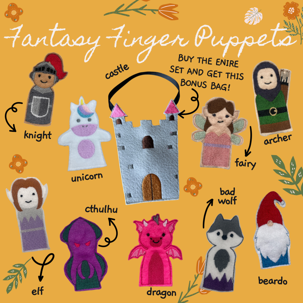 In The Hoop Fantasy Finger Puppets Pack Plus Bonus Castle Bag – All In ...