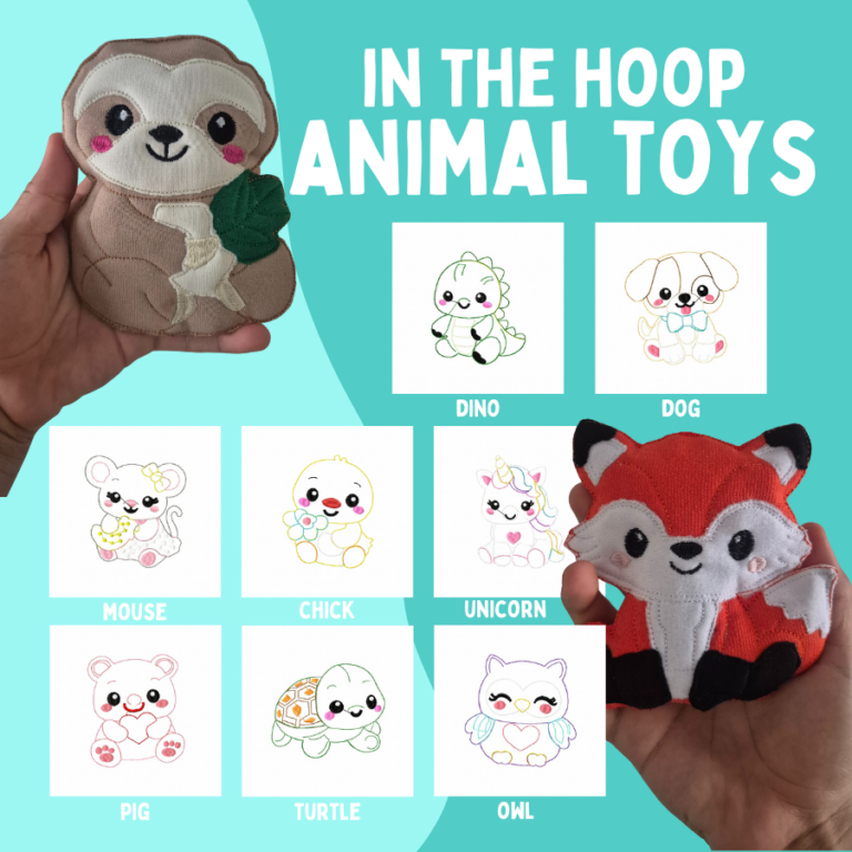 In The Hoop Machine Embroidery Design Animal Toys Pack – All In The ...